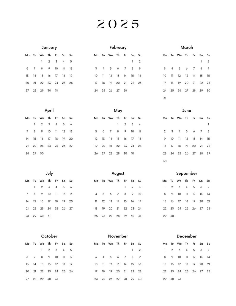 2023 to 2025 Calendar, Printable Planner Inserts, Minimalist Digital ...