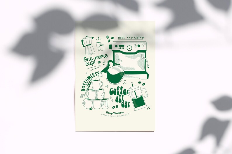 Coffee All Day Poster / Retro Quote Coffee Art Print / Kitchen - Etsy