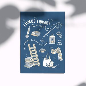 Lumos Library Poster / Harry Potter Ravenclaw Art Print / Library Wall ...