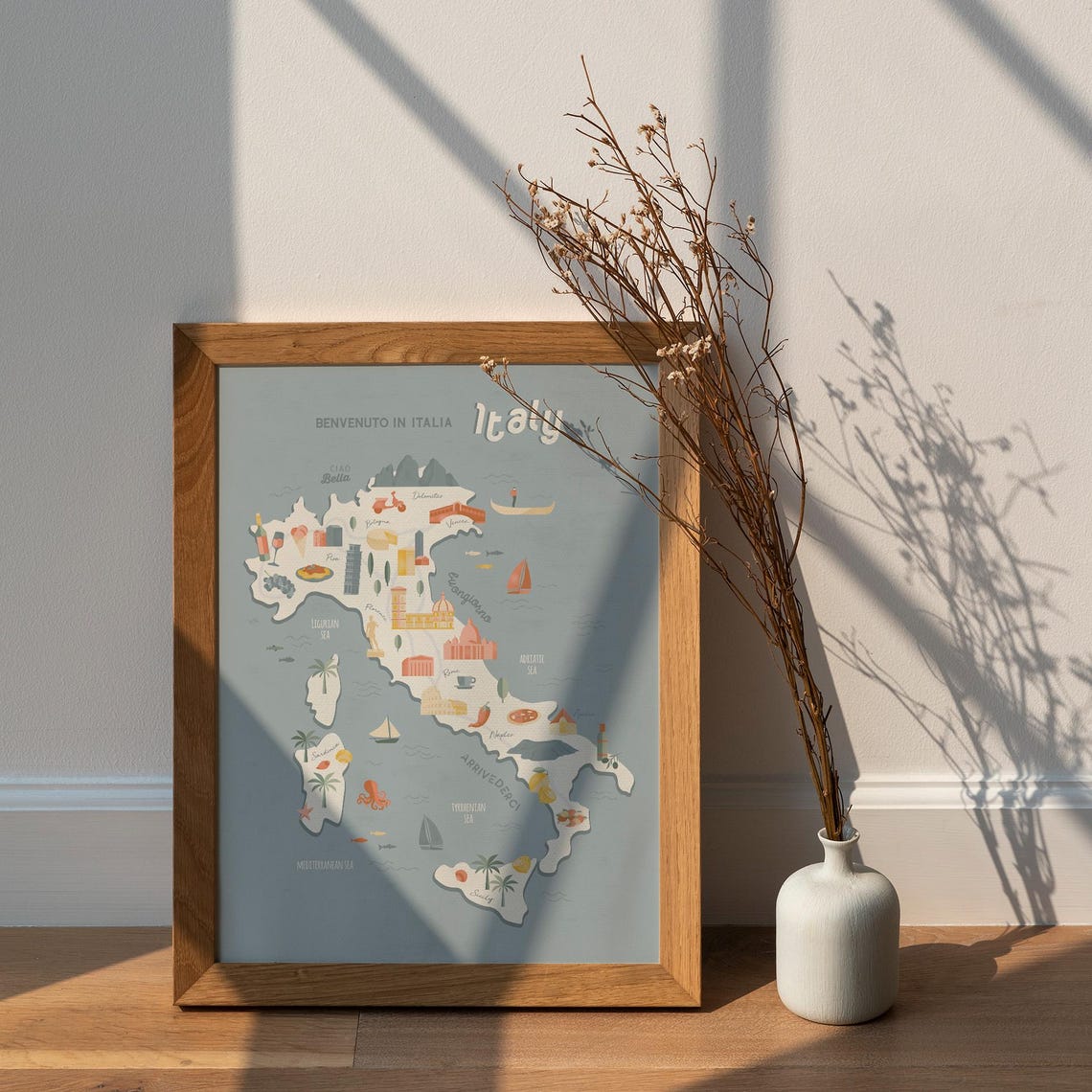 Italy Map Art Print / European Print / Italy Travel Poster Design ...