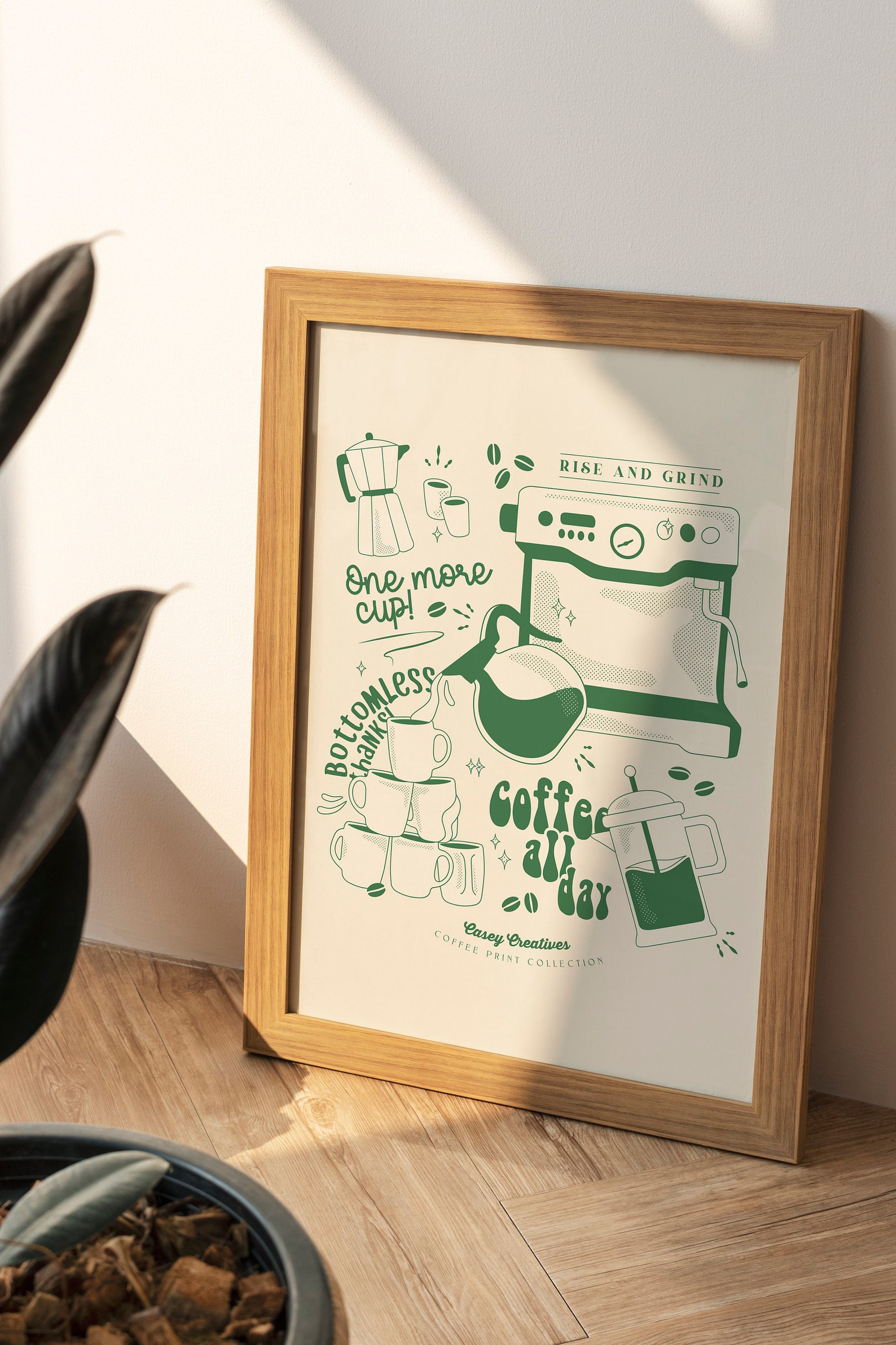 Coffee All Day Poster / Retro Quote Coffee Art Print / Kitchen - Etsy