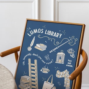 Lumos Library Poster / Harry Potter Ravenclaw Art Print / Library Wall ...