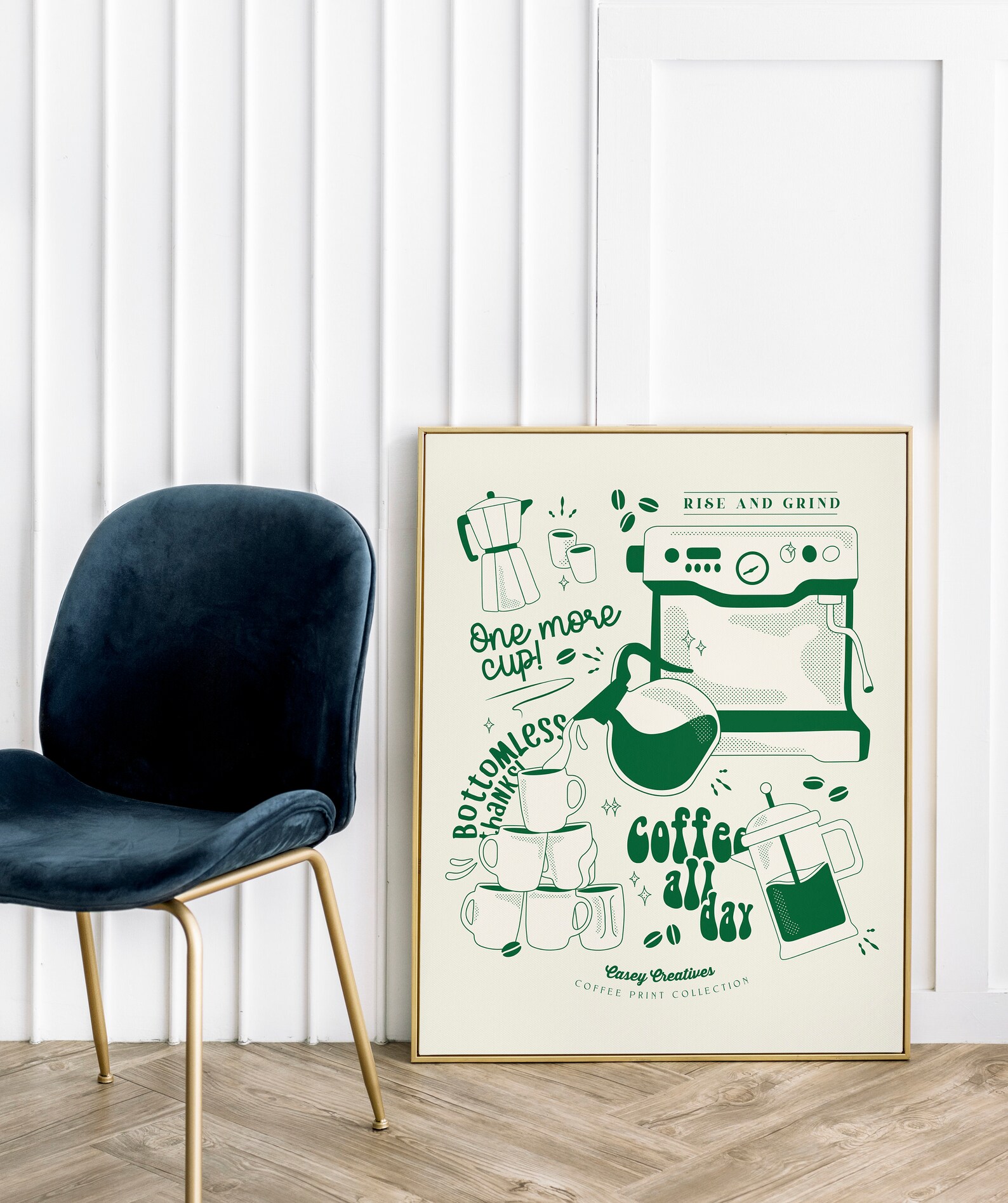 Coffee All Day Poster / Retro Quote Coffee Art Print / Kitchen - Etsy