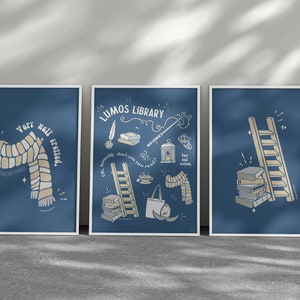 Lumos Library Poster / Harry Potter Ravenclaw Art Print / Library Wall ...