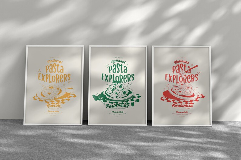 Retro Ravioli Pasta Poster / Kitchen Wall Art / Italian Pasta Art Print ...