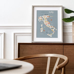 Italy Map Art Print / European Print / Italy Travel Poster Design ...