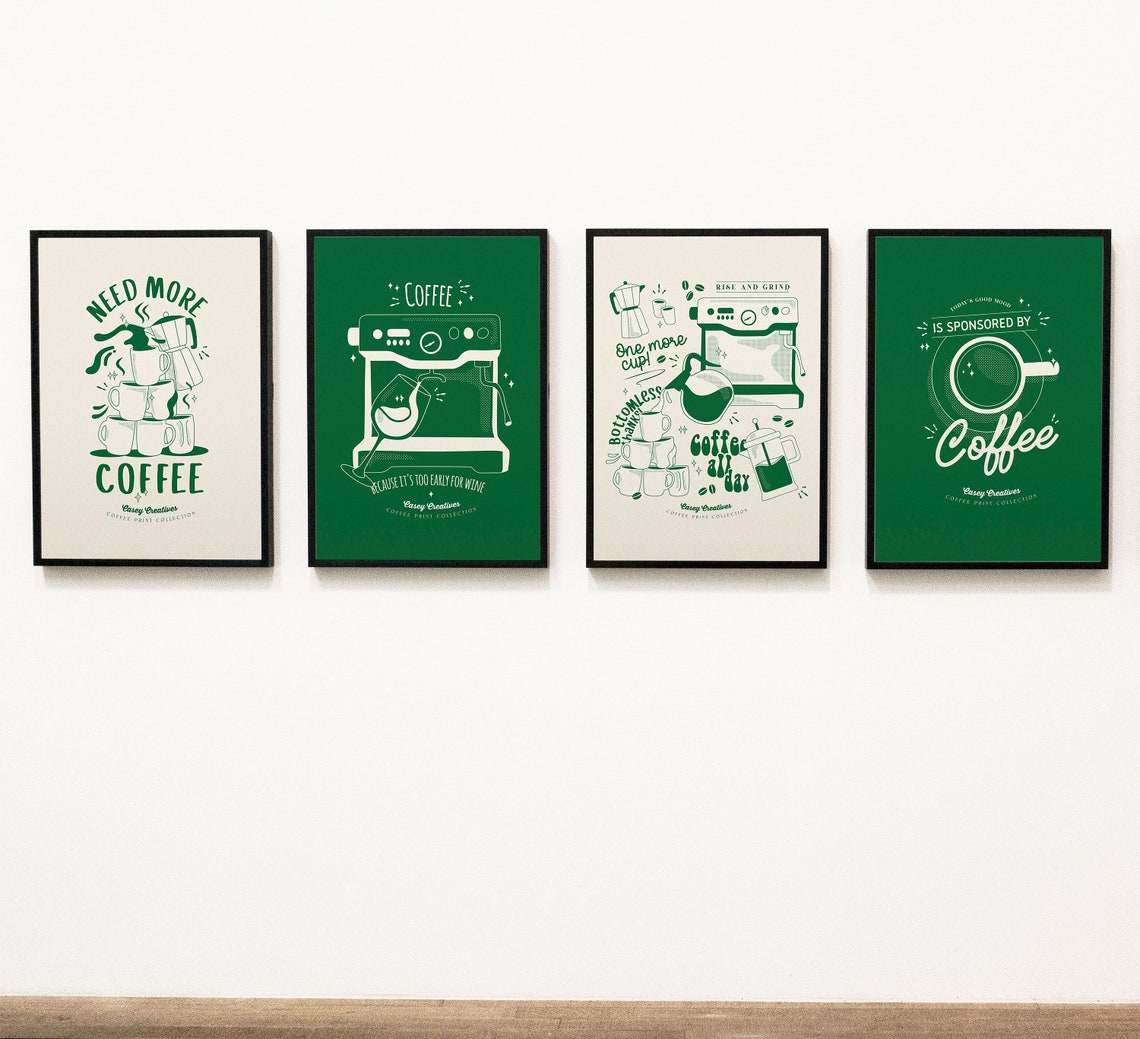 Coffee All Day Poster / Retro Quote Coffee Art Print / Kitchen - Etsy