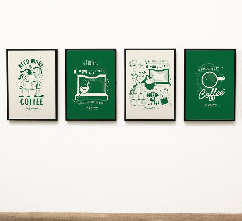 Coffee All Day Poster / Retro Quote Coffee Art Print / Kitchen - Etsy