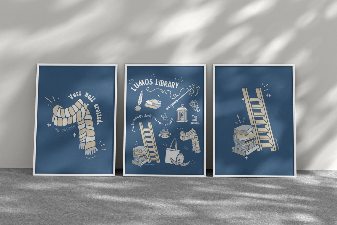 Harry Potter Library Poster / Ravenclaw Aesthetic Art Print / - Etsy