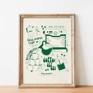 Coffee All Day Poster / Retro Quote Coffee Art Print / Kitchen Wall Art ...