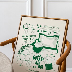 Coffee All Day Poster / Retro Quote Coffee Art Print / Kitchen Wall Art ...