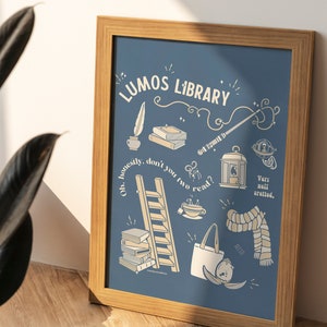 Lumos Library Poster / Harry Potter Ravenclaw Art Print / Library Wall ...