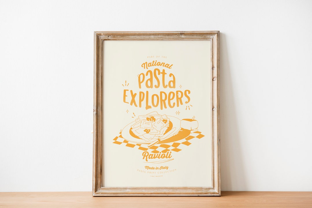 Retro Ravioli Pasta Poster / Kitchen Wall Art / Italian Pasta Art Print ...