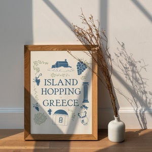Island Hopping in Greece Art Print / Greece Travel Poster Design ...