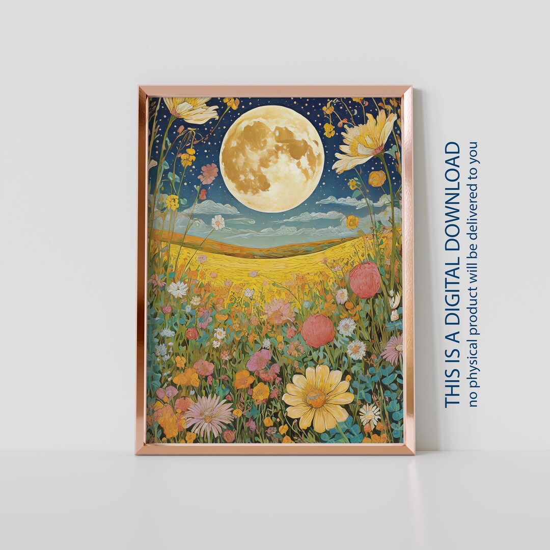 Full Moon and Wildflower | Digital Download | Printable | Nature's ...