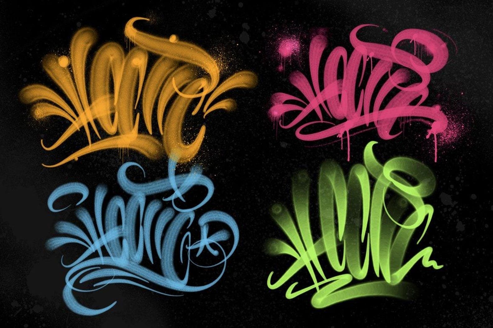 Handstyle Graffiti Procreate Brush Set – 42 Spray-paint, Drip, and ...