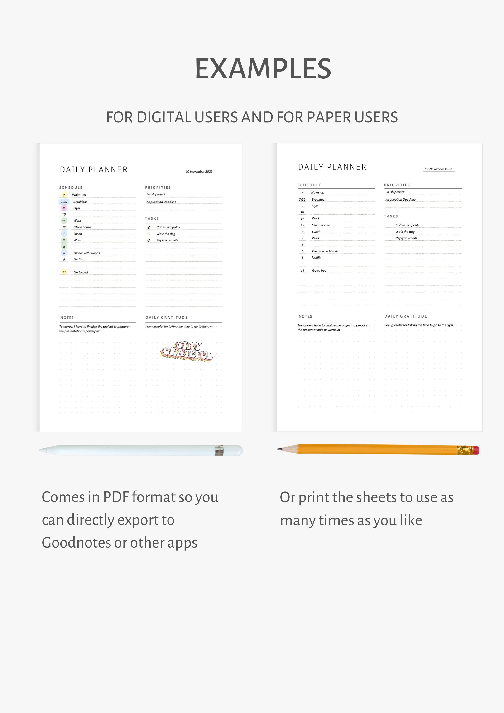 Minimalistic Daily Planner Printable | Simple Daily Planner | Digital ...