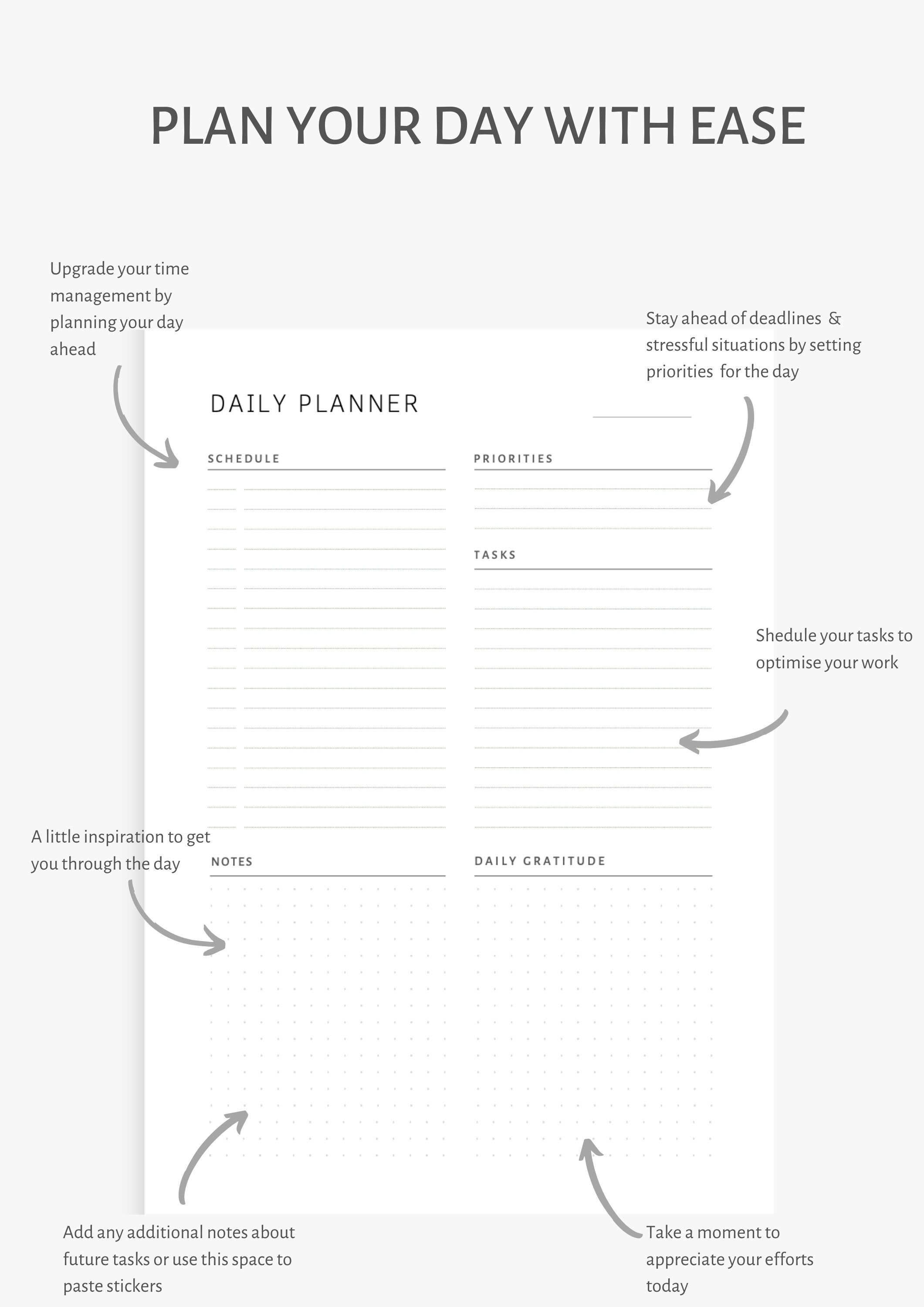 Minimalistic Daily Planner Printable Simple Daily Planner - Etsy