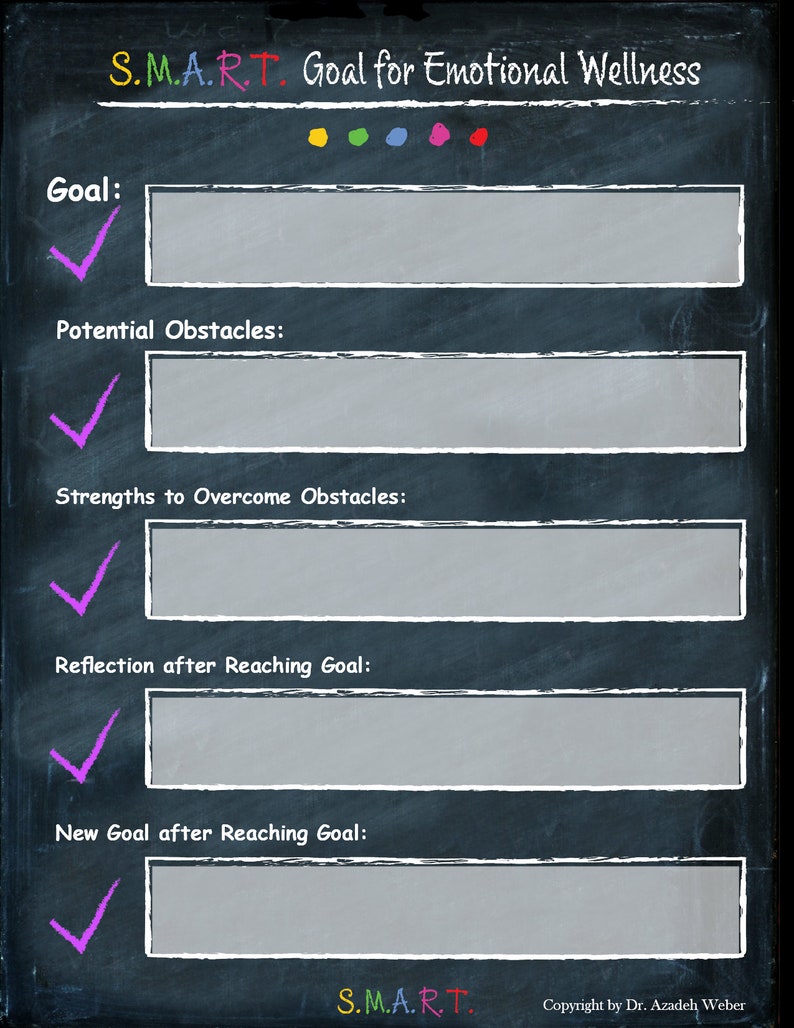 SMART Goals and the Wheel of Wellness - Therapy and Coaching Worksheets ...