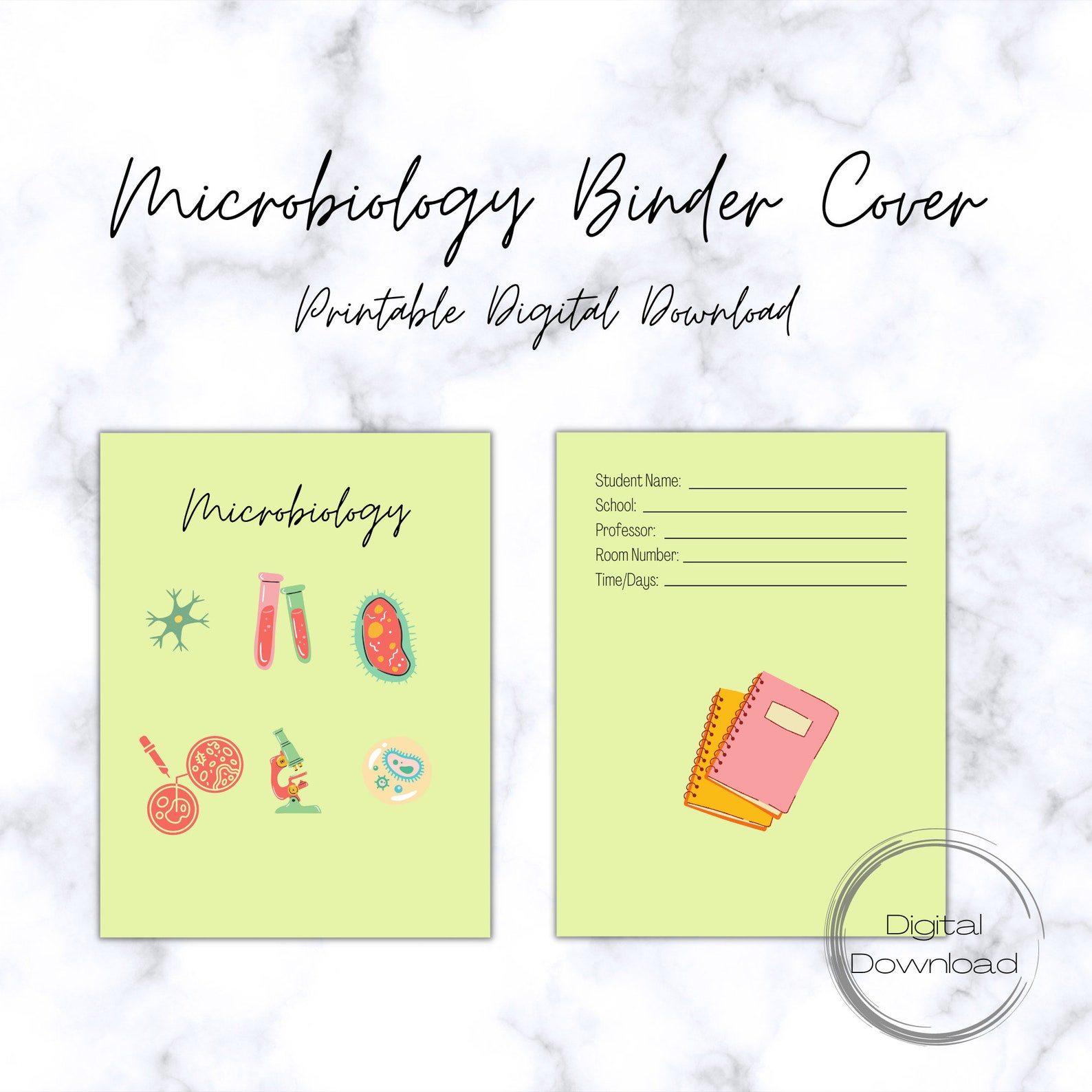 Microbiology Binder Cover. Printable Organizational PDF Binder Cover ...