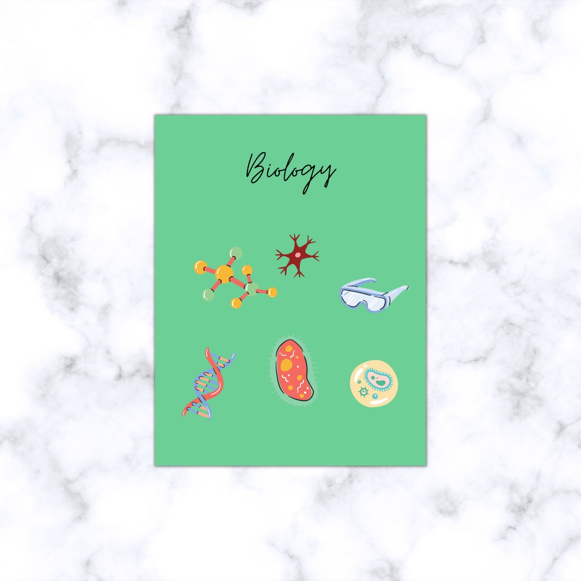 Biology Binder Cover. Printable PDF Digital Download. Colorful College ...