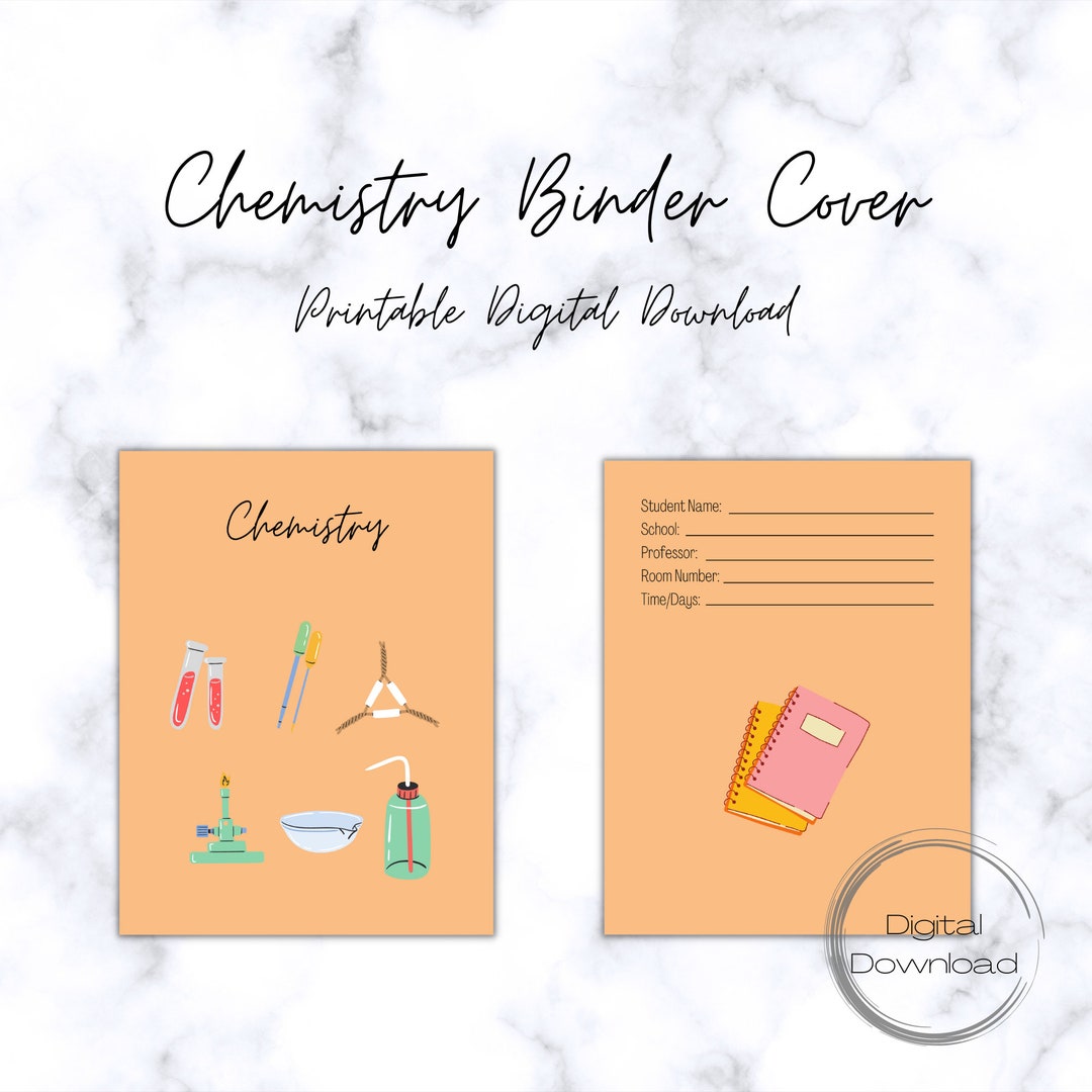 Chemistry Binder Cover. Printable PDF Digital Download. US Letter Size ...