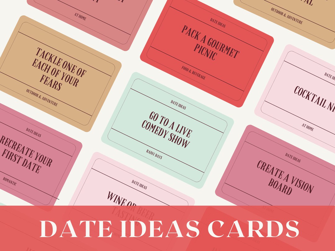 40 Date Night Idea Cards Couple Love Cards First Anniversary T Printable Paper