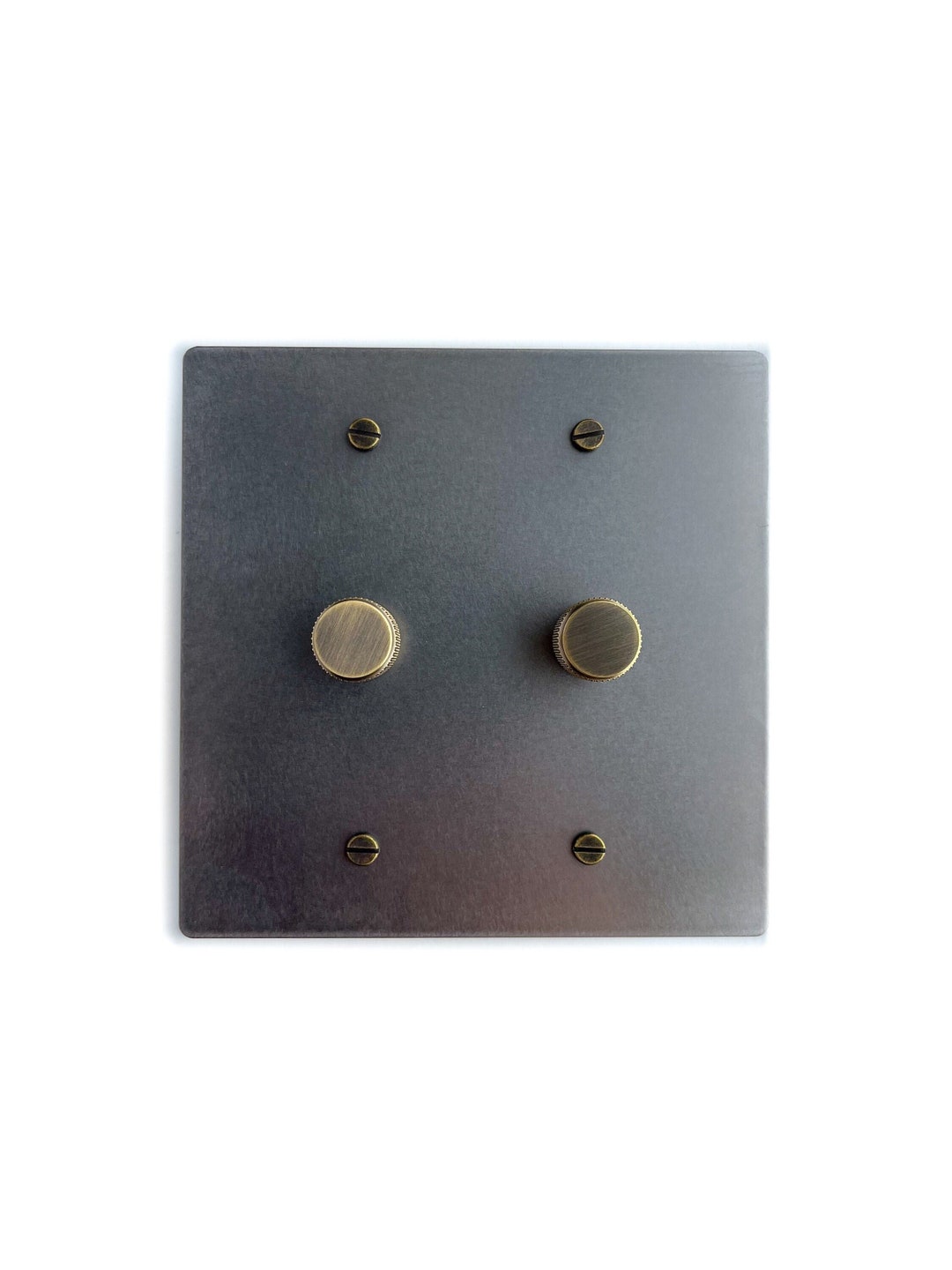 Rotary Dimmer Light Switch Stainless Steel Plate With Antique Brass ...