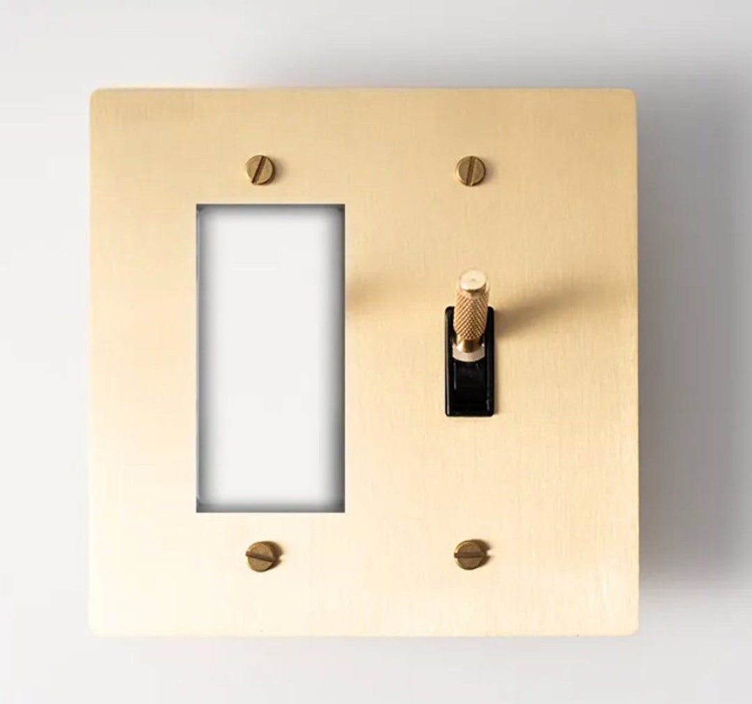 3 Way Toggle & Power Outlet Plate in Solid Brass - Etsy