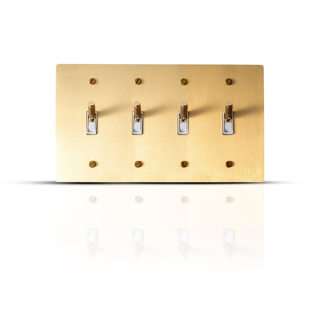 Retro Knurled Toggle Light Switch Solid Brass Wall Plate for Home ...