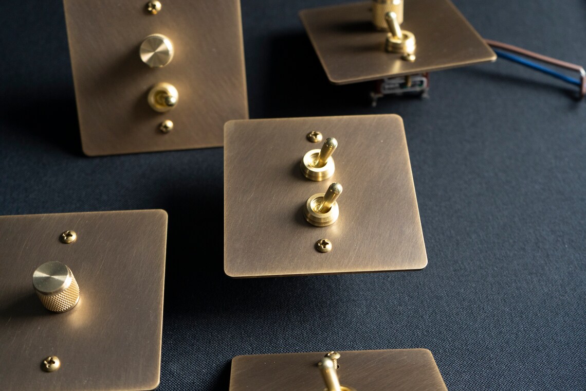 Dimmer, Toggle Light Switches, Socket, USB Type C, Solid Brass Wall ...