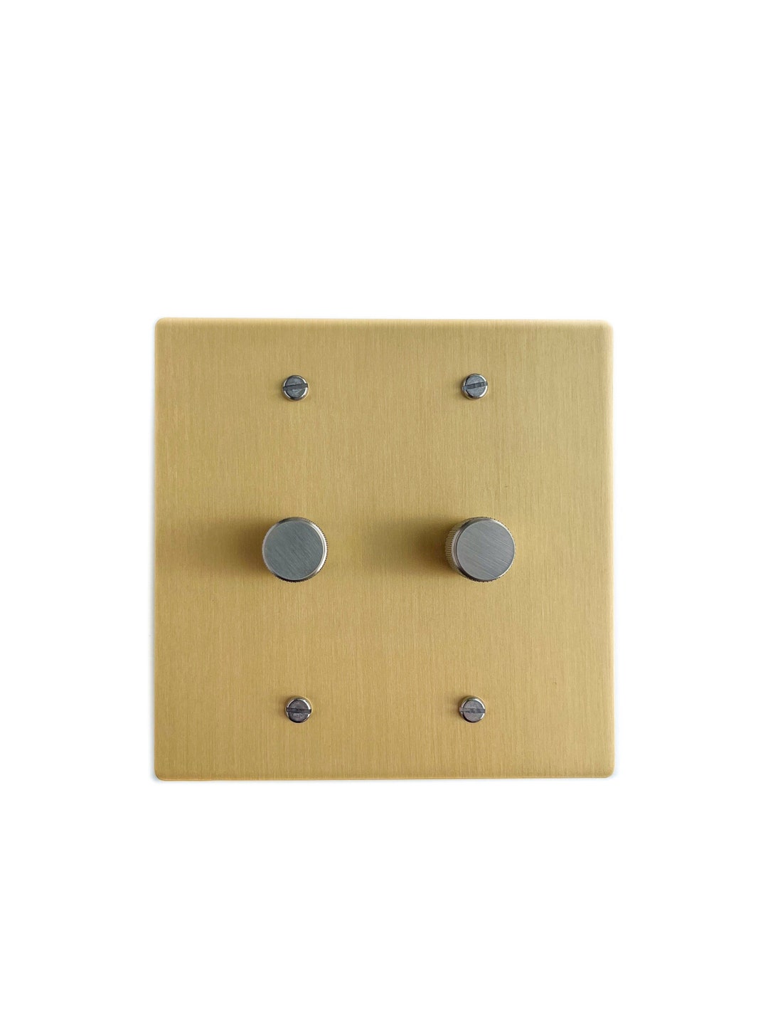 Luxury Brushed Brass Double Rotary Dimmer Switch Plate, Elegant Light ...