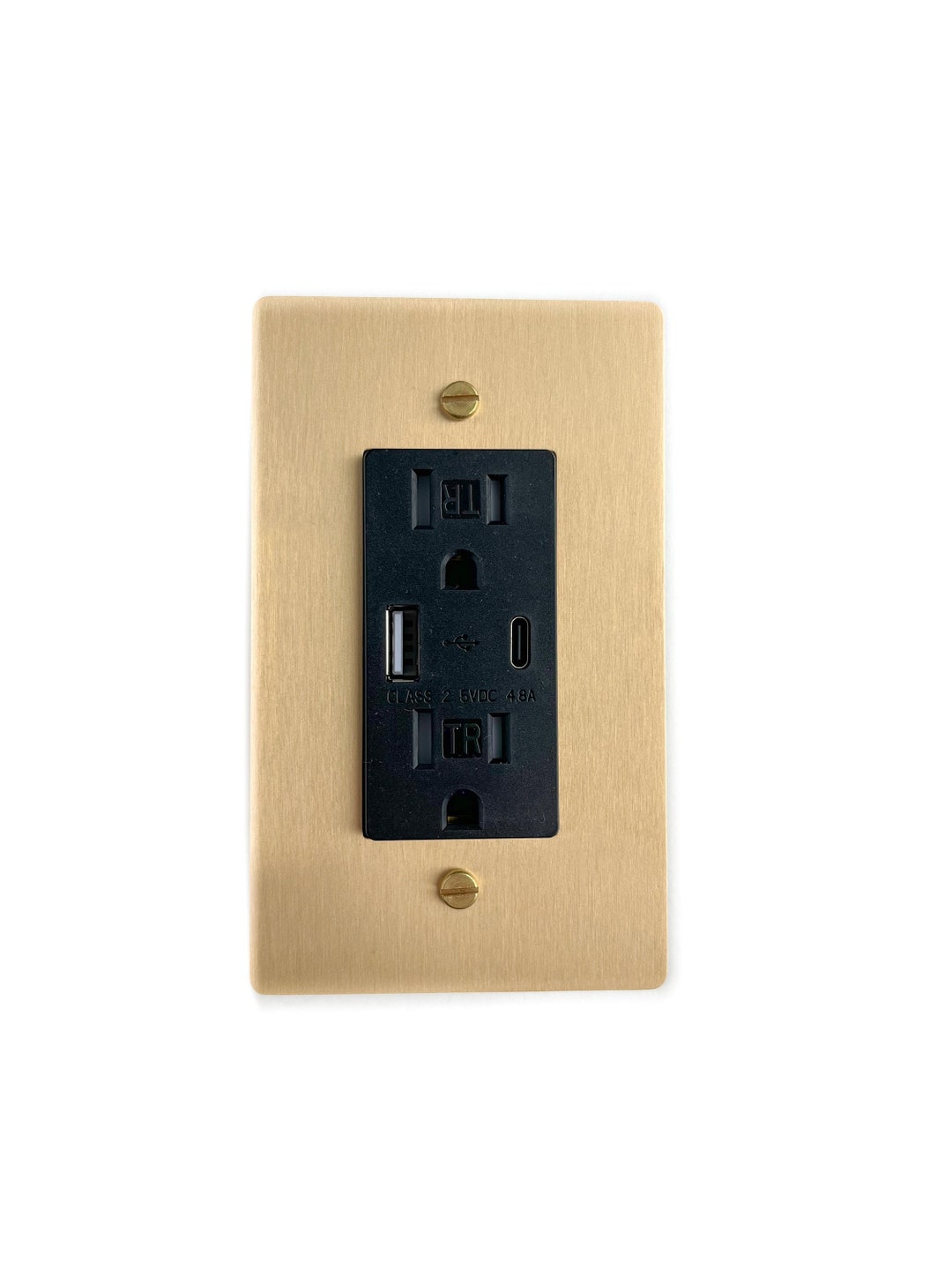Outlet Usb Type C, Gfci 15a Solid Brass Plate Cover - Etsy