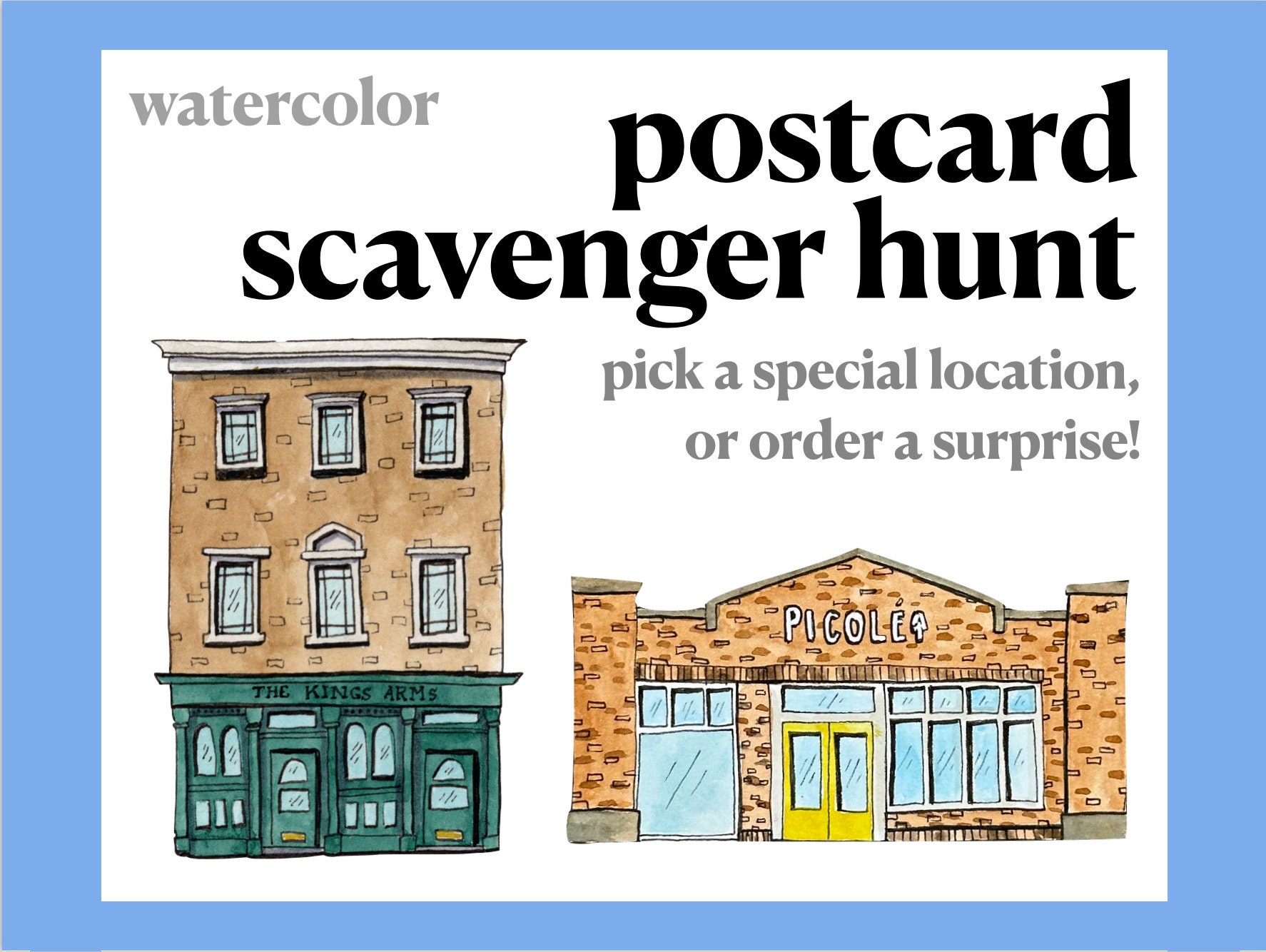 Custom Scavenger Hunt Postcard Storefronts Homes Date - Etsy
