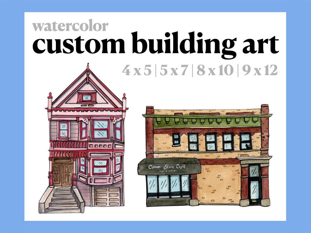 Custom Building Art Storefronts Homes Wedding Venues - Etsy