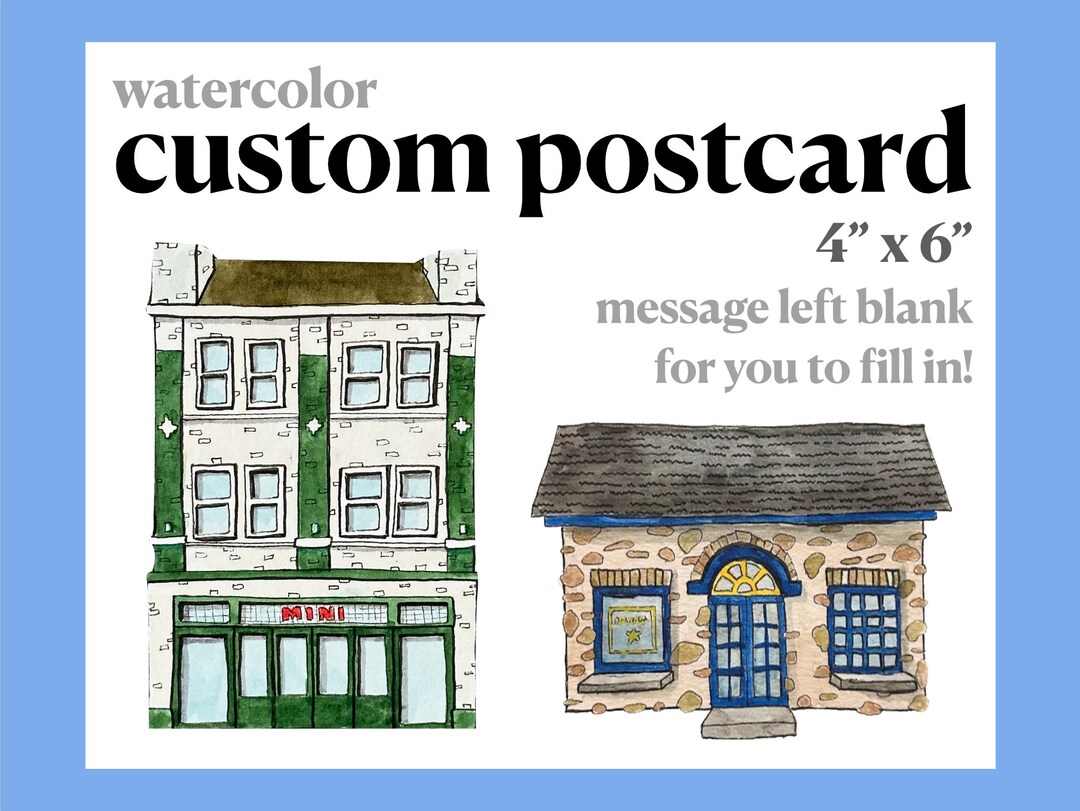 Custom Postcards Storefronts, Homes, Wedding Venues, Housewarming Gift ...