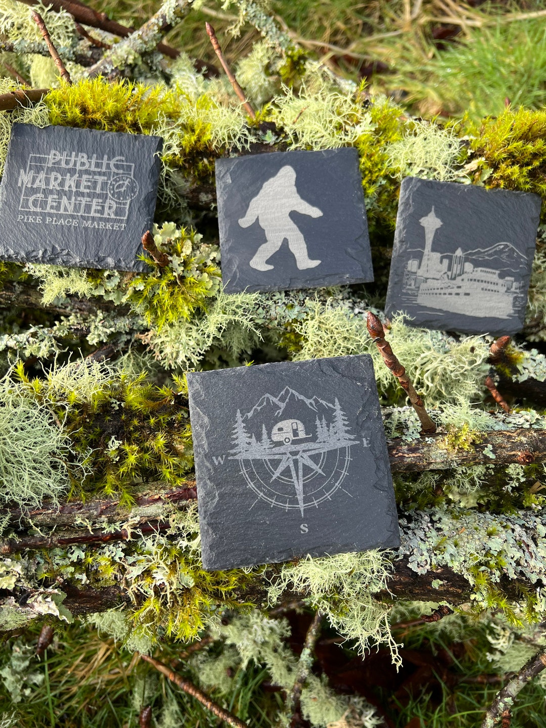 PNW Themed Slate Coasters- New Designs! - Etsy
