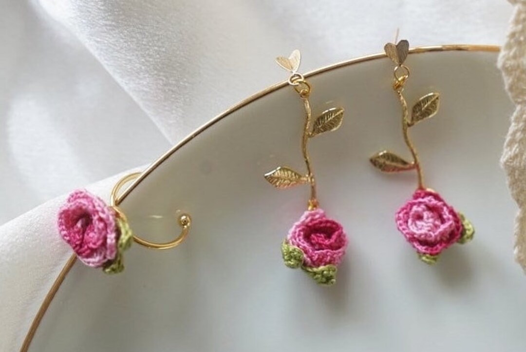 Women Single Resin Rose Shape Jewelry Set Handmade Micro - Etsy