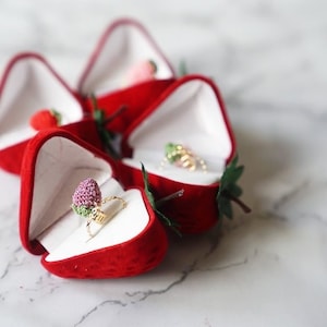 Strawberry Ring Box - Velvet Jewelry Display - Engagement Holder ...