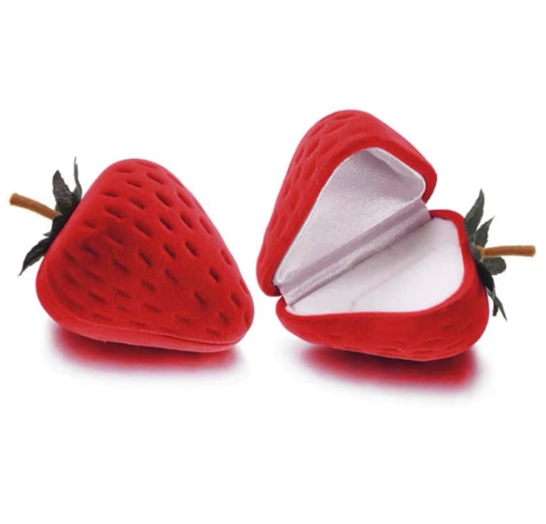 Strawberry Ring Box - Velvet Jewelry Display - Engagement Holder ...