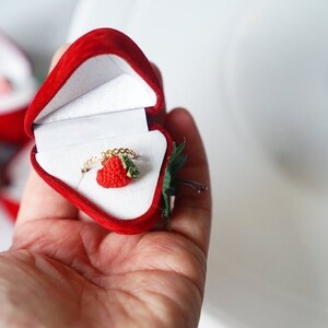 Strawberry Ring Box - Velvet Jewelry Display - Engagement Holder ...