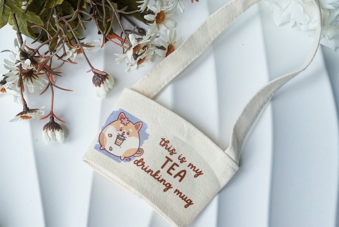 Shiba Inu Bubble Tea Cup Sling, Bunny Boba Cup Holder, Fabric Cup ...