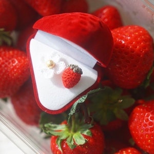 Strawberry Ring Box - Velvet Jewelry Display - Engagement Holder ...
