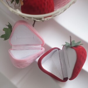 Strawberry Ring Box - Velvet Jewelry Display - Engagement Holder ...