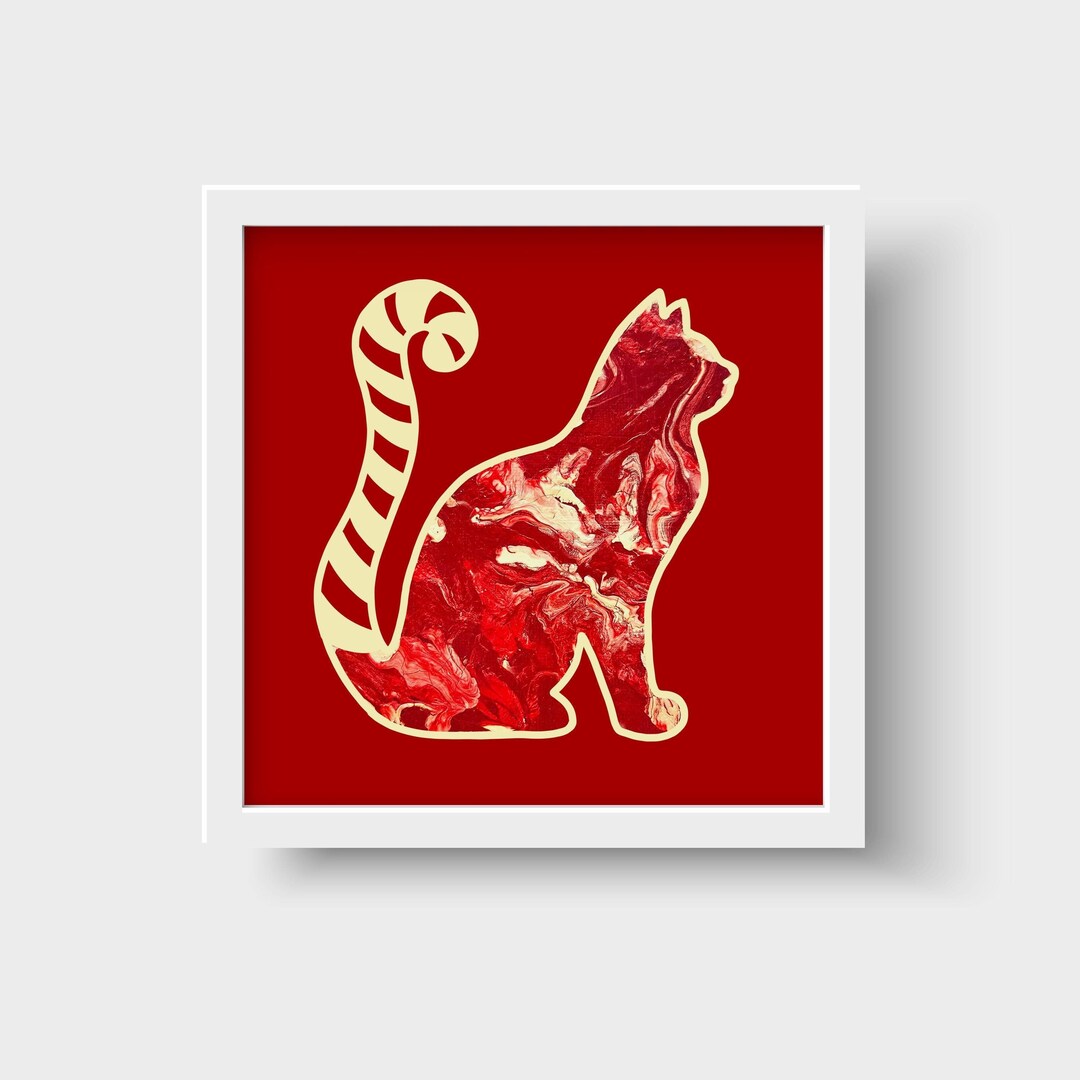 Candy Cane Cat: Digital Print - Etsy