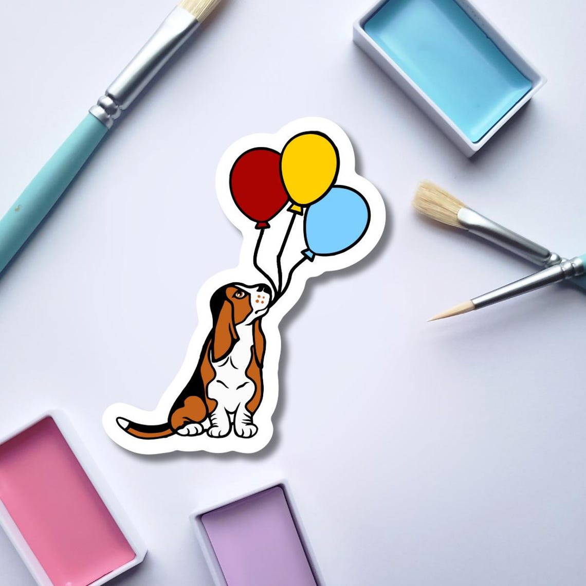 Matte Vinyl Sticker : Balloon Basset Hound - Etsy