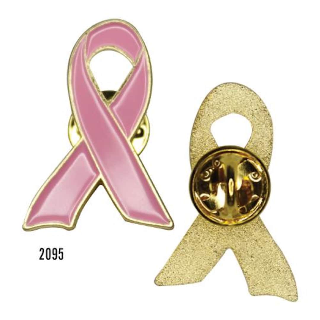Pink Ribbon Enamel Pin for Breast Cancer Awareness, Support for Cancer ...
