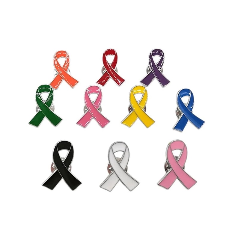 Vibrant Cancer Awareness Ribbon Enamel Pins – Support and Advocate for ...