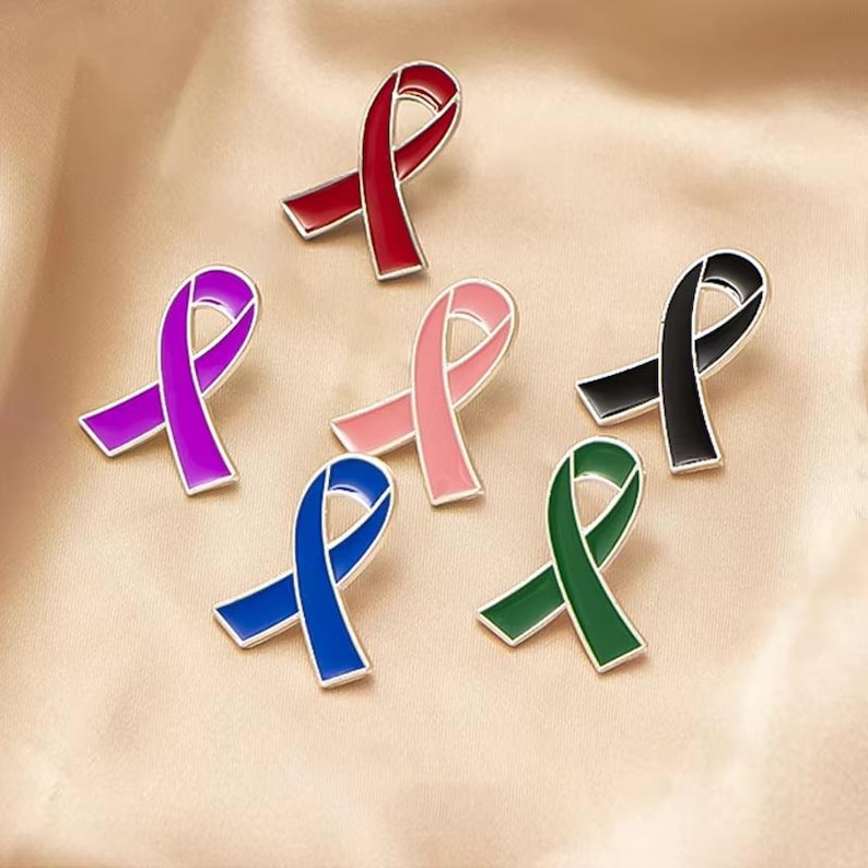 Vibrant Cancer Awareness Ribbon Enamel Pins – Support and Advocate for ...