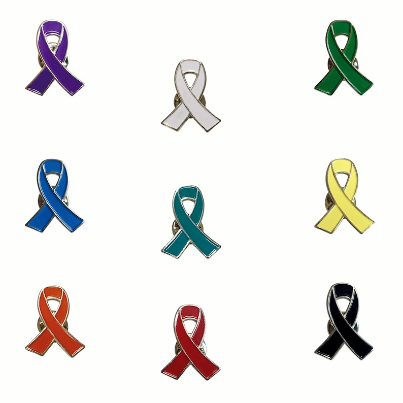 Vibrant Cancer Awareness Ribbon Enamel Pins – Support and Advocate for ...